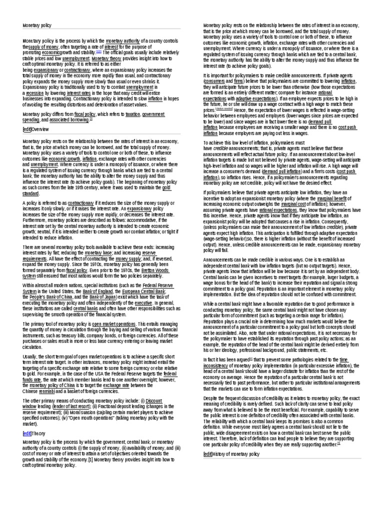 A Comprehensive Overview Of Modern Monetary Policy Tools Theories And