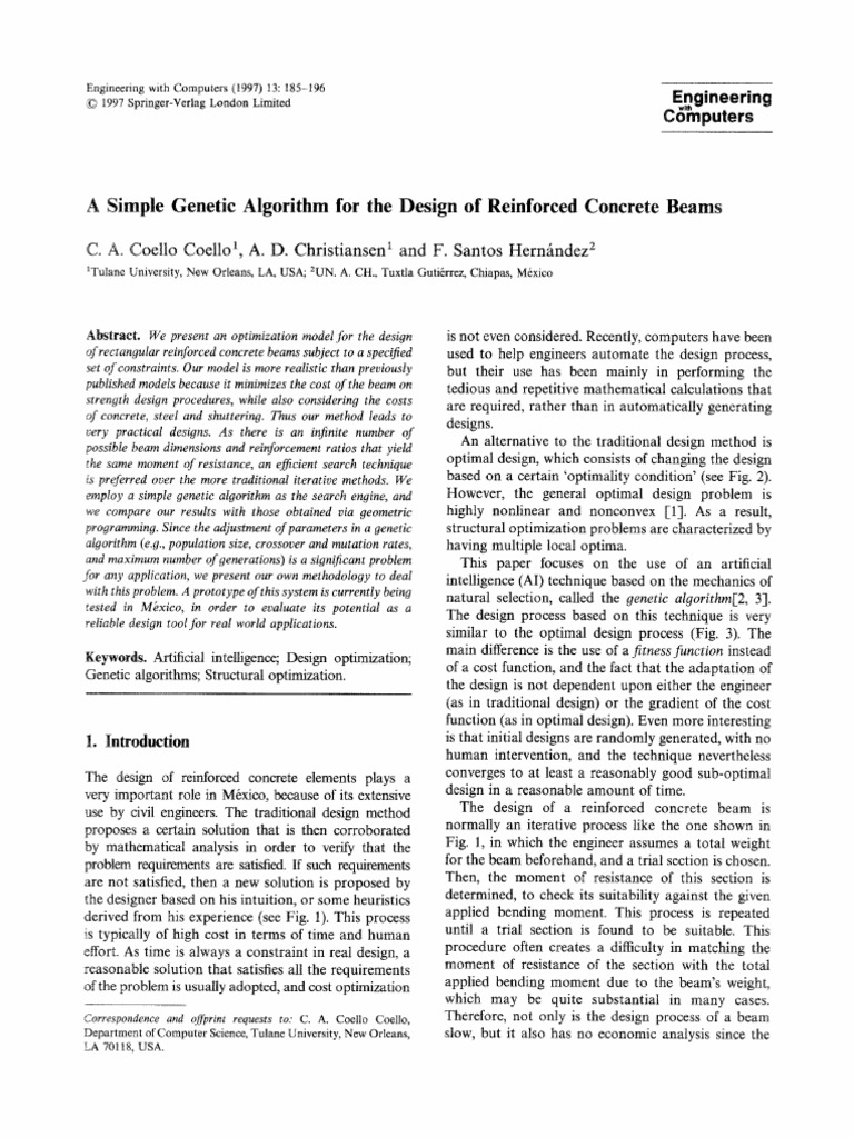 A Simple Genetic Algorithm For The Design of Reinforced Concrete Beams | PDF