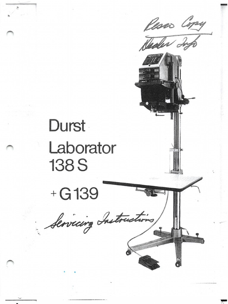 Durst Laborator 138 Service Instructions.pdf | Screw | Nut (Hardware)