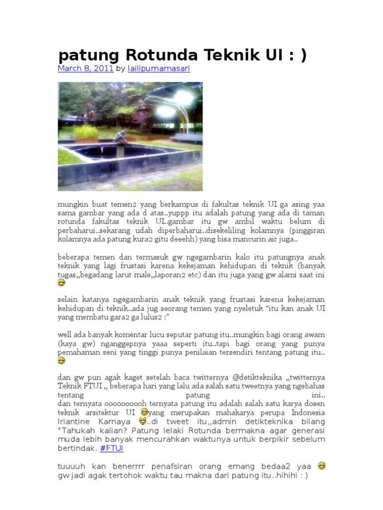 Patung Rotunda Teknik UI | PDF