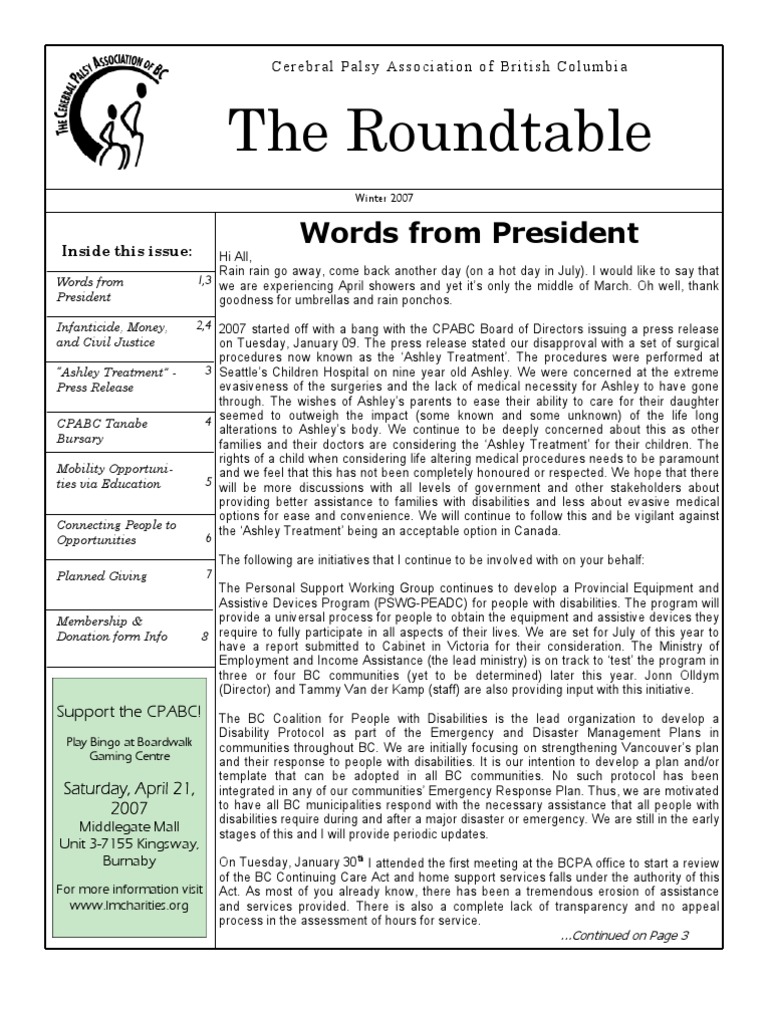 CPABC Roundtable Winter 2007 | PDF | Caesarean Section | Childbirth