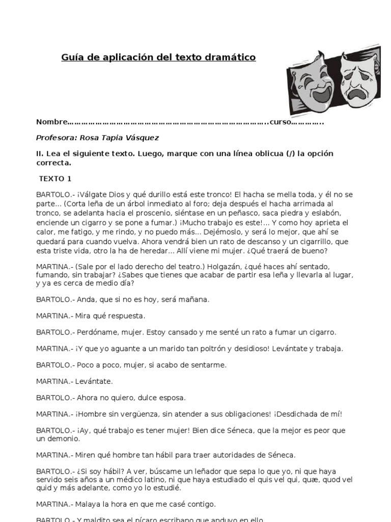 Guía de Aplicación Del Texto Dramático 8° | PDF | Teatro | Las artes ...