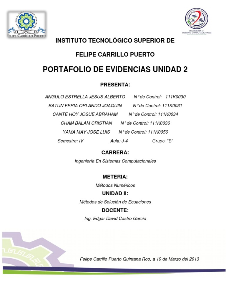 Unidad 2. Met-Num. Metodo Grafico | PDF | Análisis numérico | Ecuaciones