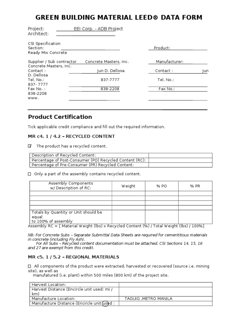 Green Building Material Leed | PDF | Green Building | Recycling