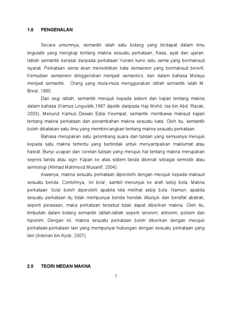 Semantik Bahasa Melayu | PDF
