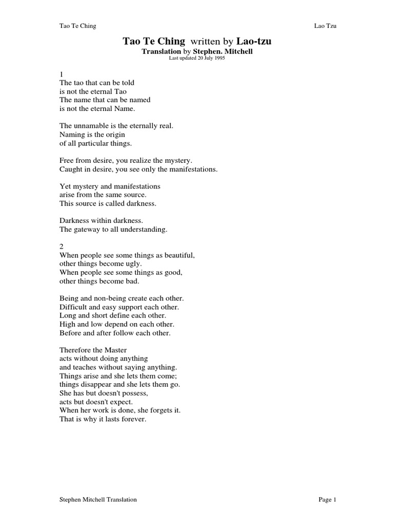 Tao Te Ching - Lao Tzu | PDF | Laozi | Tao