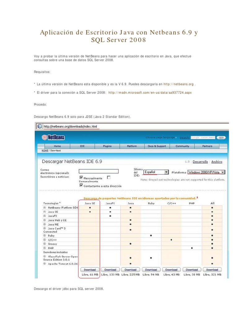 Aplicación de Escritorio Java Con Netbeans y SQL Server - 001 PDF | PDF
