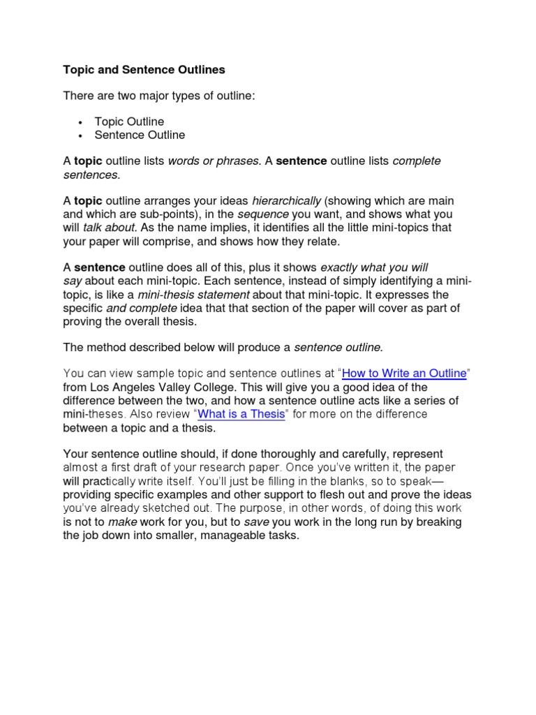 Topic And Sentence Outlines Sentence Linguistics Booting