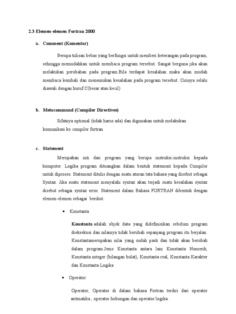 Panduan Dasar Fortran 2000 | PDF