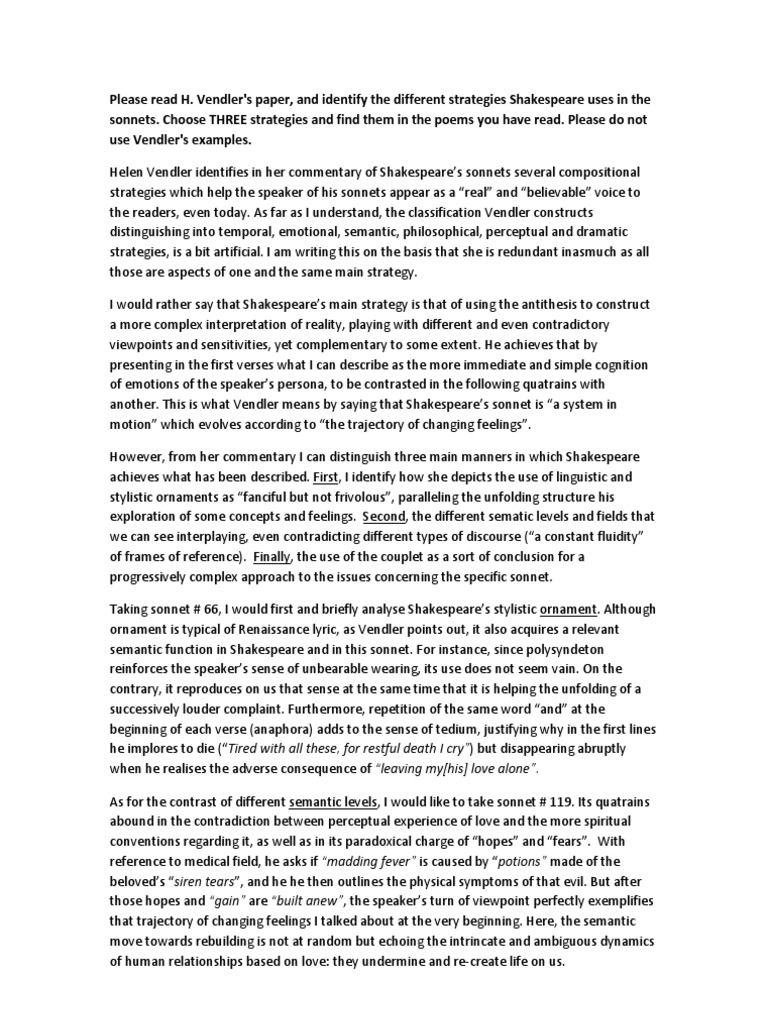 Shakespeare's Antithesis in Sonnets | PDF | Emotions | Poetry