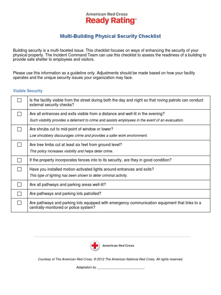 Ready Rating - SAMPLE Building Security Checklist | PDF | Physical ...
