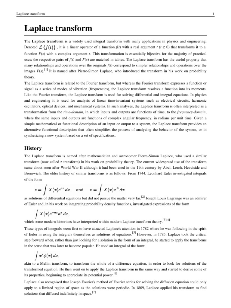 Laplace Transform | PDF | Laplace Transform | Electrical Impedance