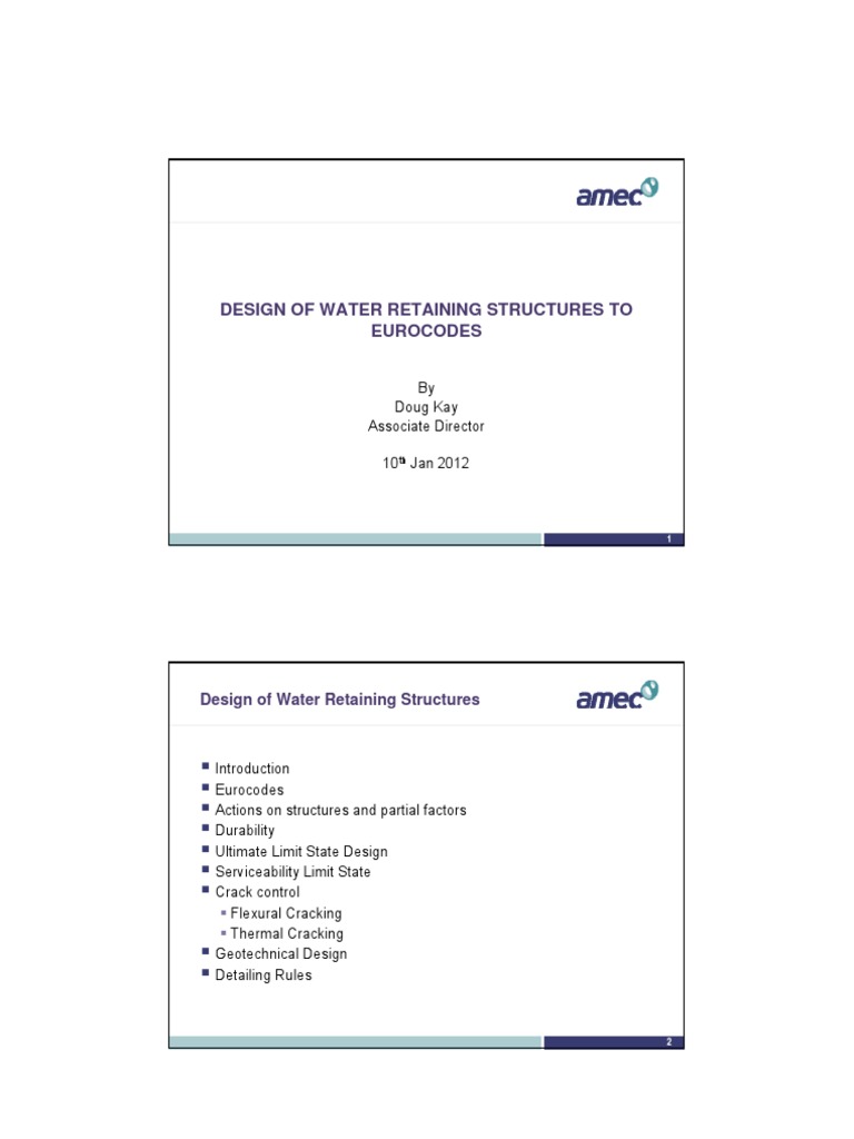 Design of Water Retaining Structures To EC | PDF | Structural Load ...