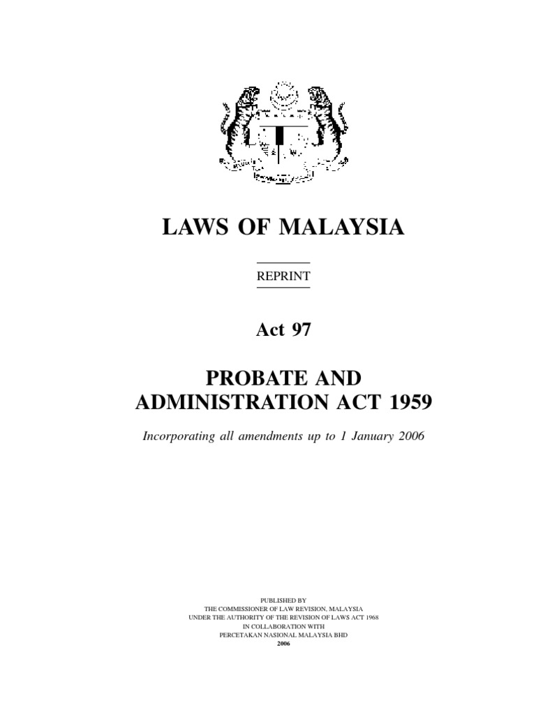 Probate and Administration Act 1959 | PDF | Probate | Executor