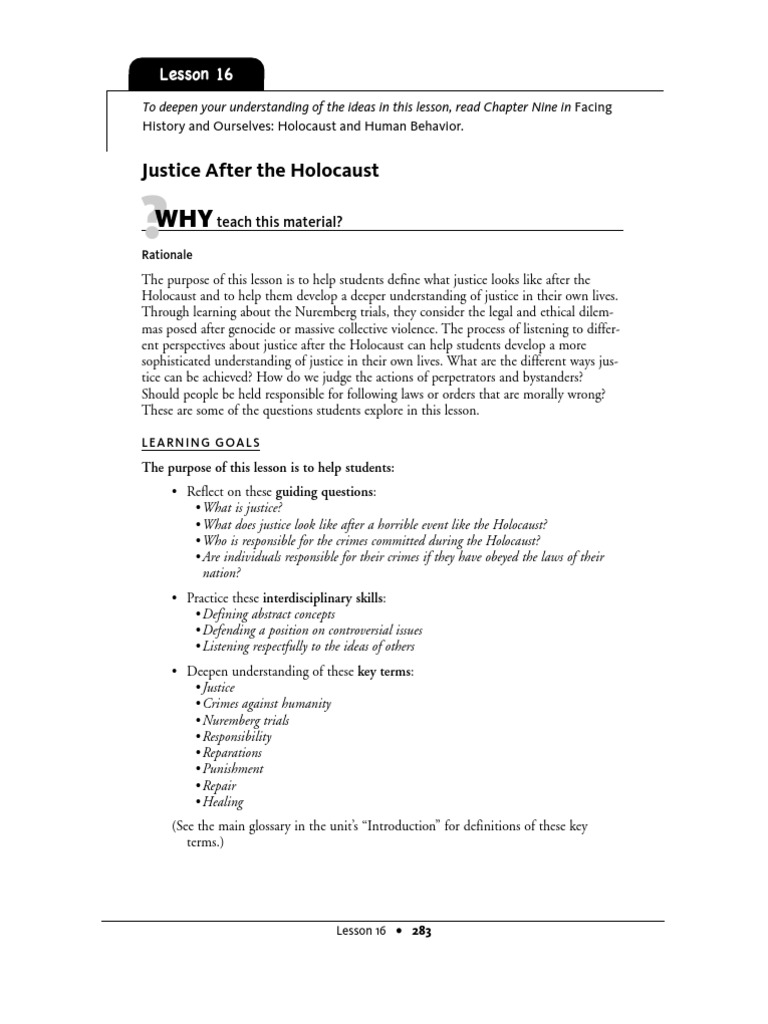 Decision-Making in Times of Injustice Lesson 16 | PDF | Nuremberg ...