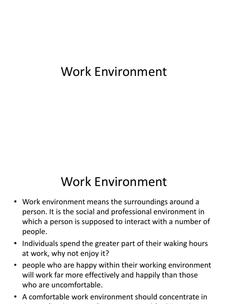 Work Environment | PDF | Occupational Safety And Health Administration ...