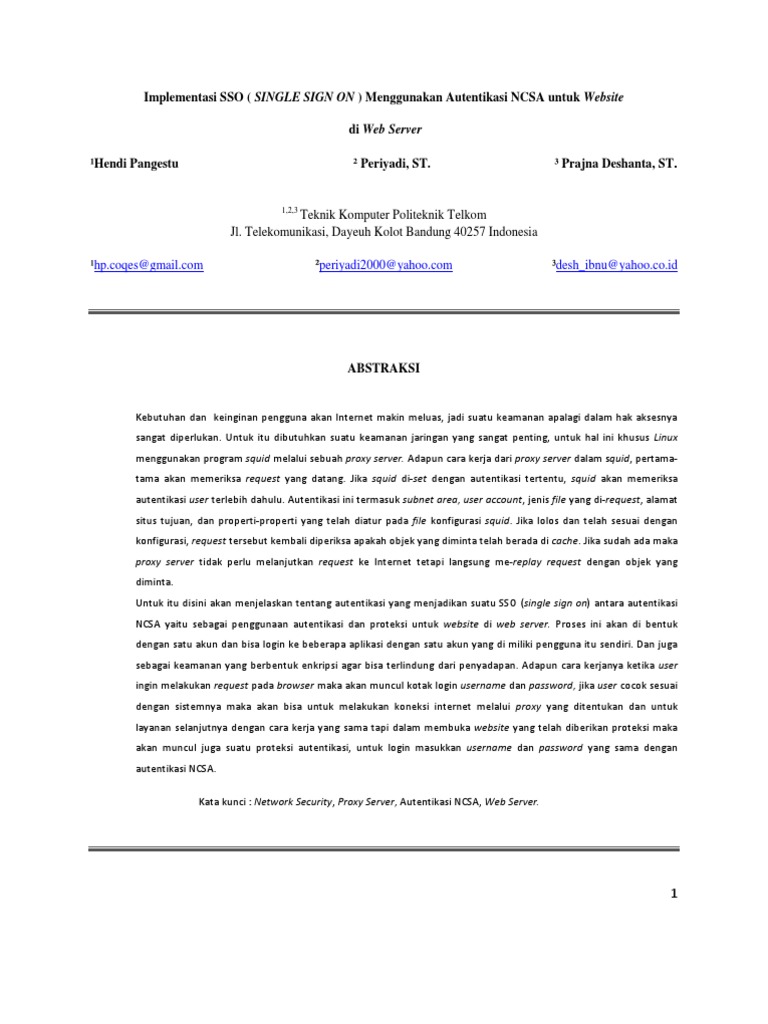 Implementasi Sso (Single Sign On) Menggunakan Autentikas Ncsa Untuk ...