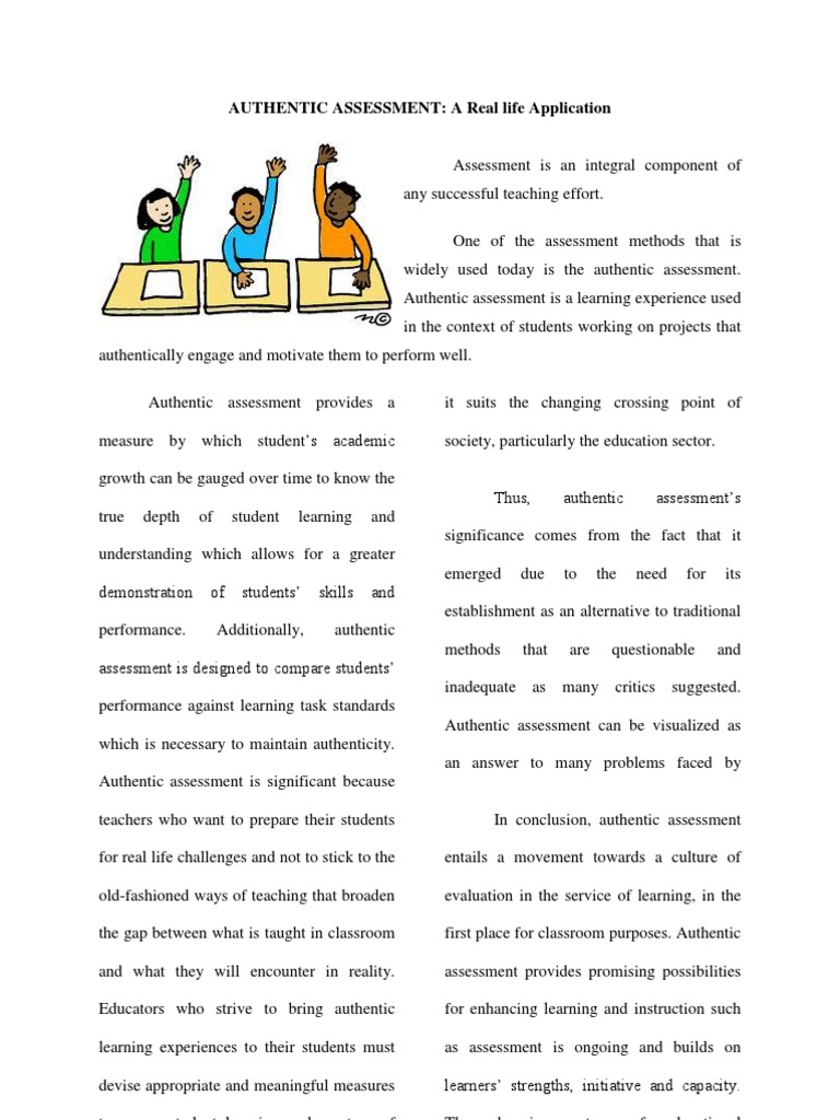 AUTHENTIC ASSESSMENT: A Real Life Application | PDF | Educational ...