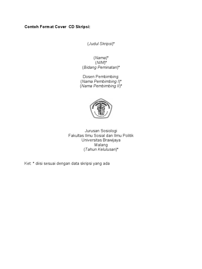 Contoh Format Cover CD Skripsi | PDF