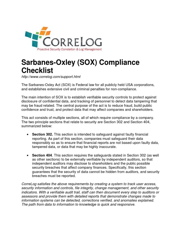 SOX Compliance | Sarbanes–Oxley Act | Audit