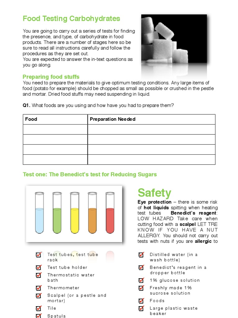 Food Carbohydrate Testing Guide | PDF | Carbohydrates | Sucrose
