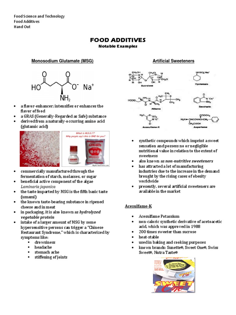 Handout Food Additives | Download Free PDF | Sugar Substitute | Food ...