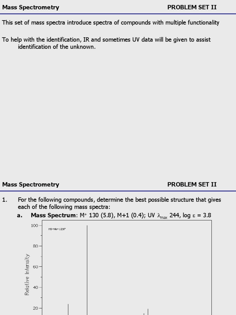 CHEM 430 - Mass Spectrometry Problem Set II | PDF | Spectrum | Fourier ...
