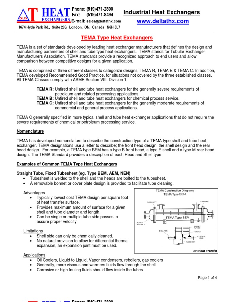 TEMA exchangers | Heat Exchanger | Heat Transfer