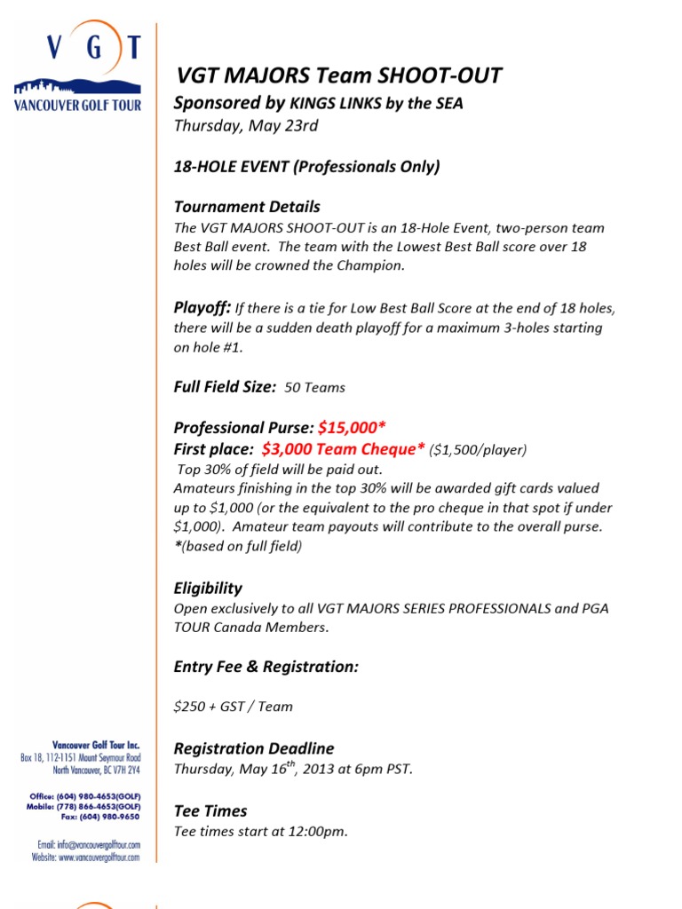2013 VGT Majors Shoot-Out | PDF | Cheque | Summer Sports