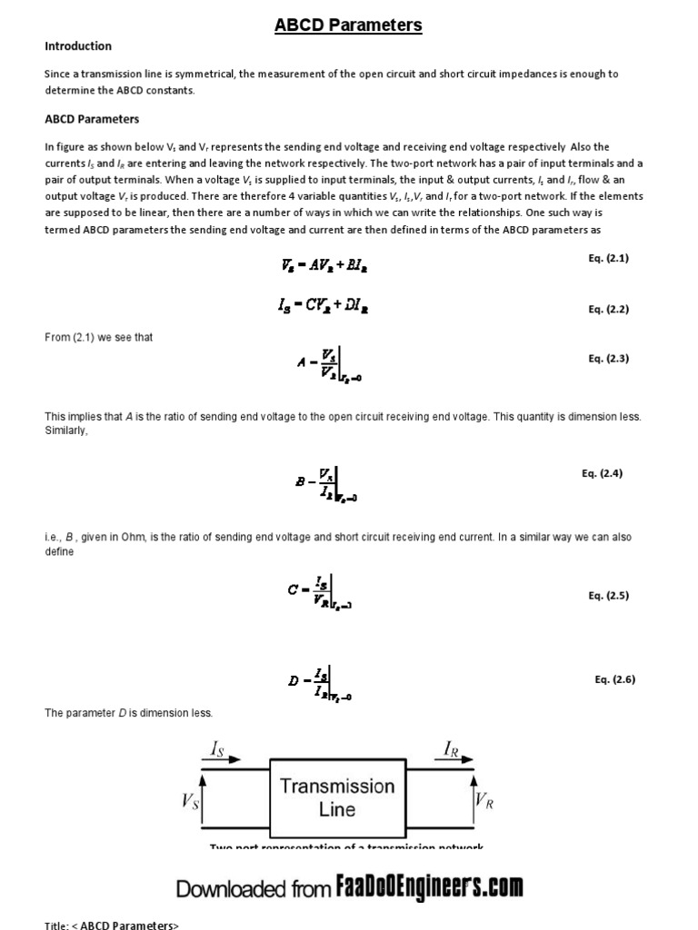 2.ABCD Parameters | PDF