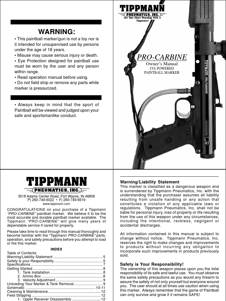 Tippmann Pro Carbine Manual | Download Free PDF | Firearms | Projectile ...