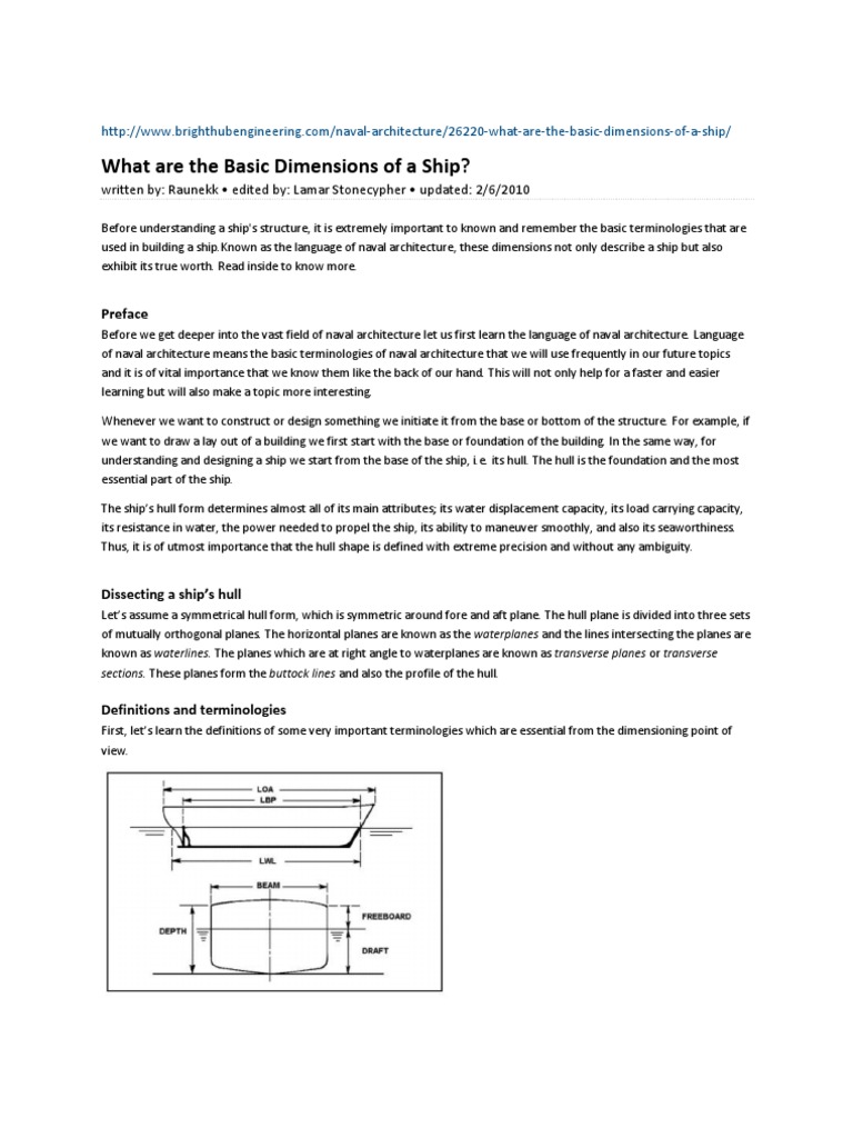 Basic Naval Architecture and Ship Dimensions Explained | PDF | Ships ...