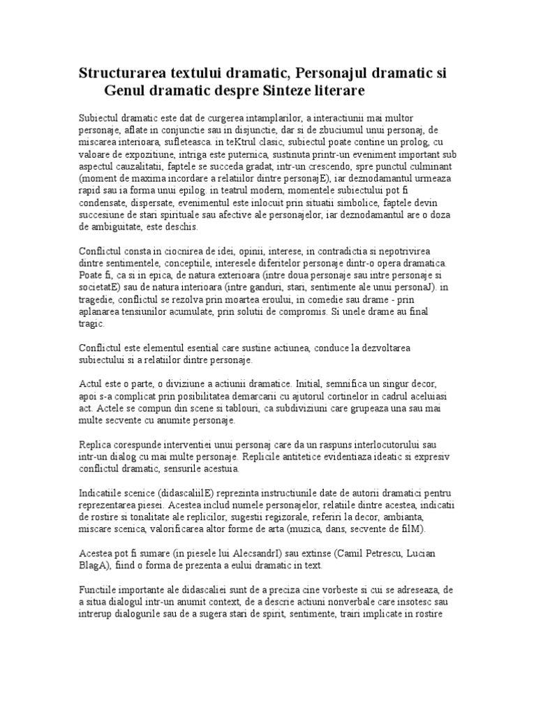 Structurarea Textului Dramatic | PDF
