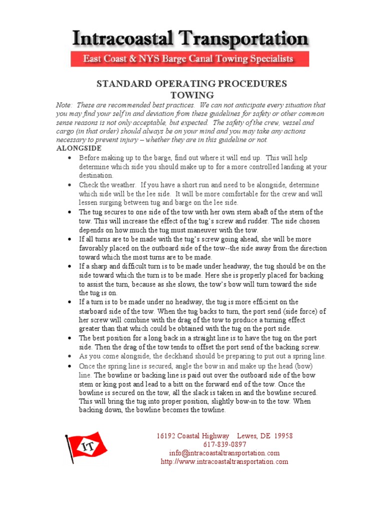 SOP Towing | PDF | Tugboat | Watercraft