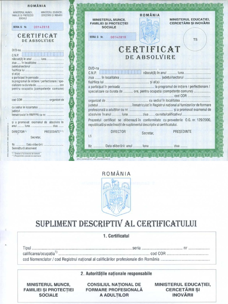 Model Certificat de Absolvire | PDF