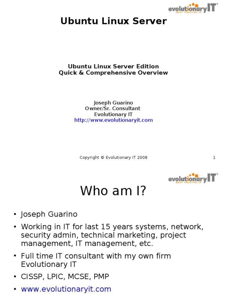 Ubuntu Linux Server Overview DLSLUG | PDF | Advanced Packaging Tool ...