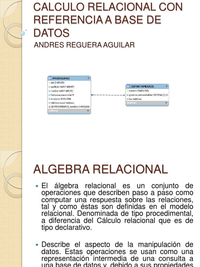 Algebra Relacional y Calculo Relacional Con Referencia A | PDF | Modelo ...