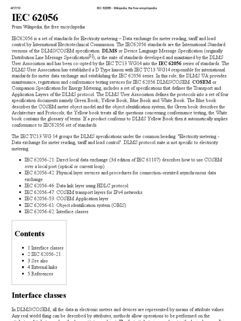 IEC 62056 - Wikipedia, The Free Encyclopedia | PDF | Computer ...