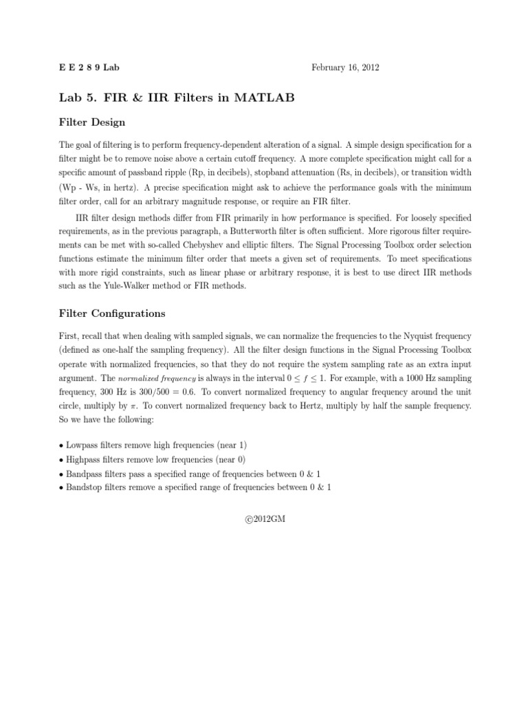 FIR & IIR Filters in MATLAB | PDF