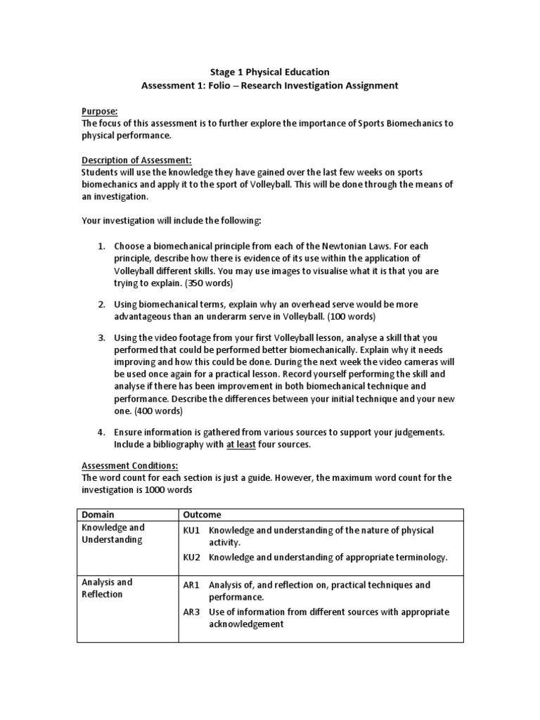 Biomechanics Investigation | Biomechanics | Physical Education