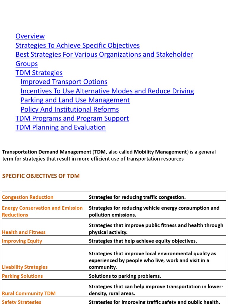 Transportation Demand Management | PDF | Public Transport | Parking