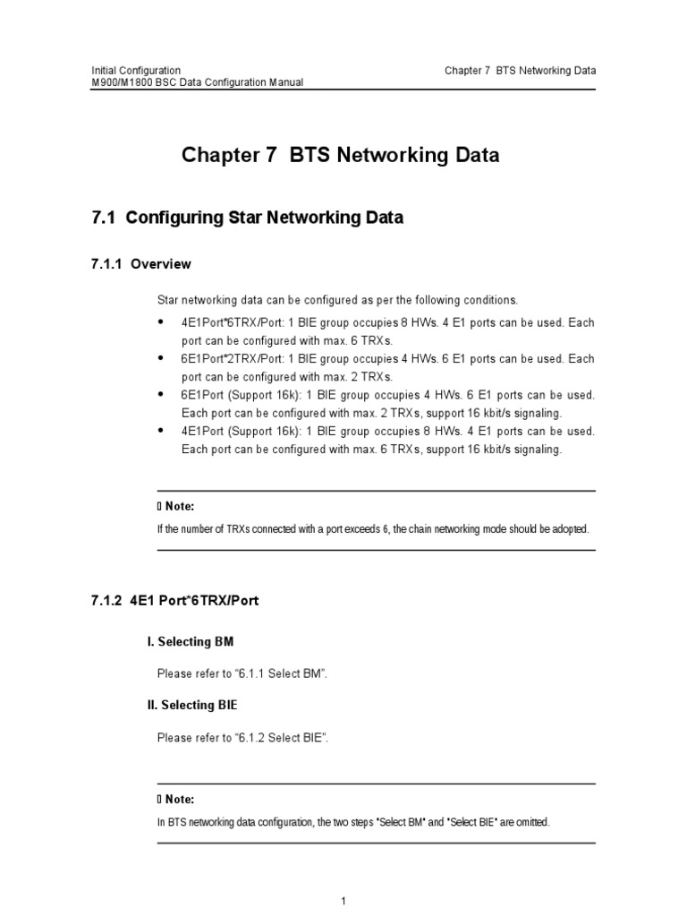 Configuring Star and Chain Networking Modes in a BTS Network | PDF ...