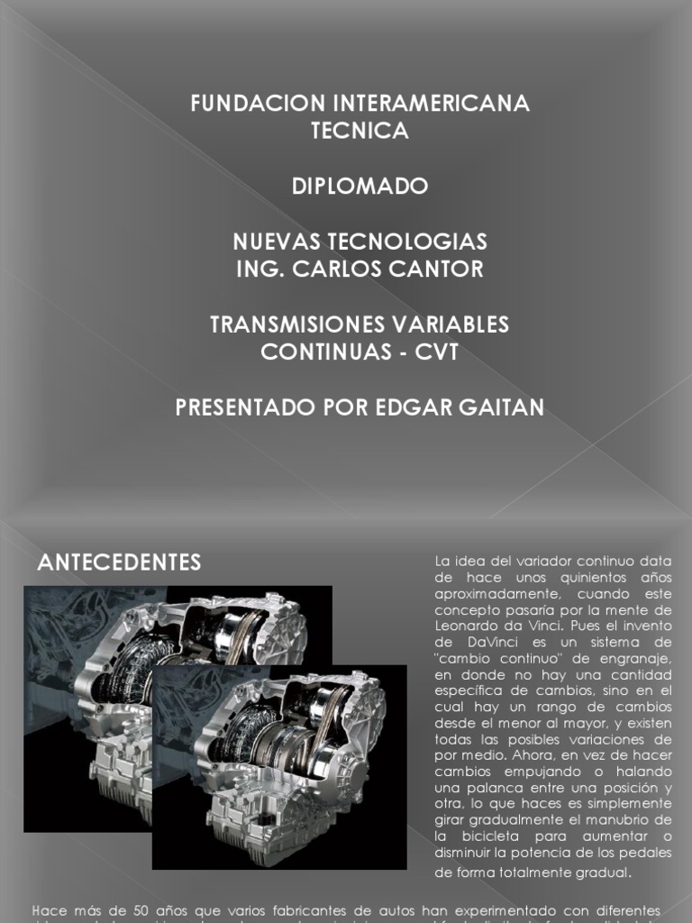 Transmisiones CVT: Funcionamiento y Tipos | PDF | Transmisión (Mecánica ...