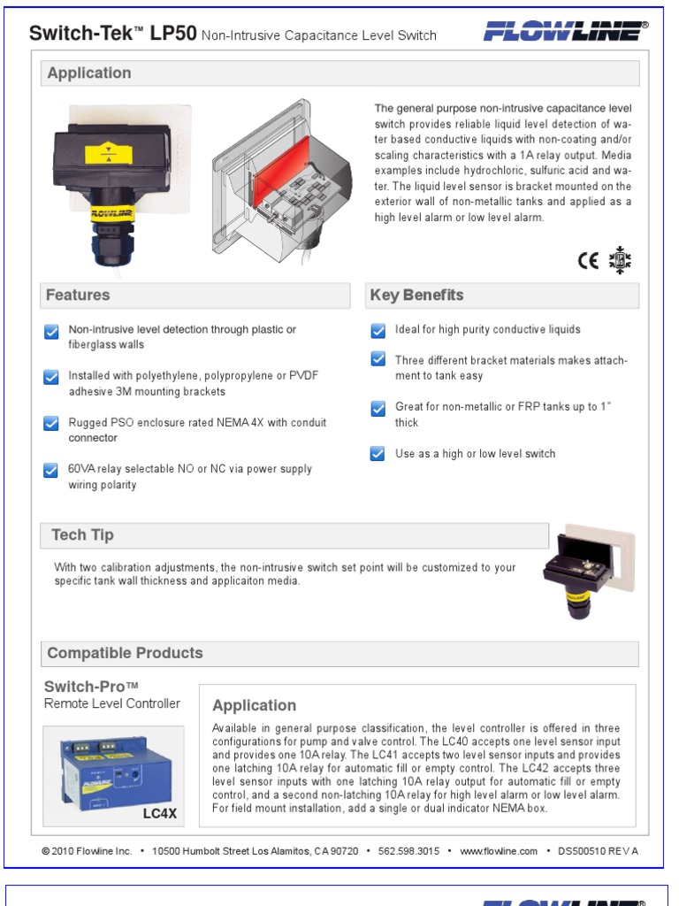 FlowLine Level Switch Sensors Switch-Tek LP50 Data Sheet | PDF | Relay ... FlowLine Level Switch Sensors Switch-Tek LP50 Data Sheet | PDF | Relay ...