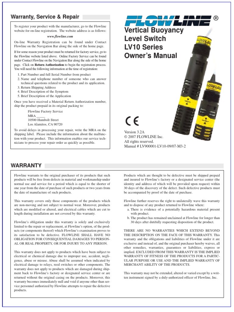 FlowLine Level Switch Sensors Switch-Tek LV10 Manual | PDF | Switch ... FlowLine Level Switch Sensors Switch-Tek LV10 Manual | PDF | Switch ...