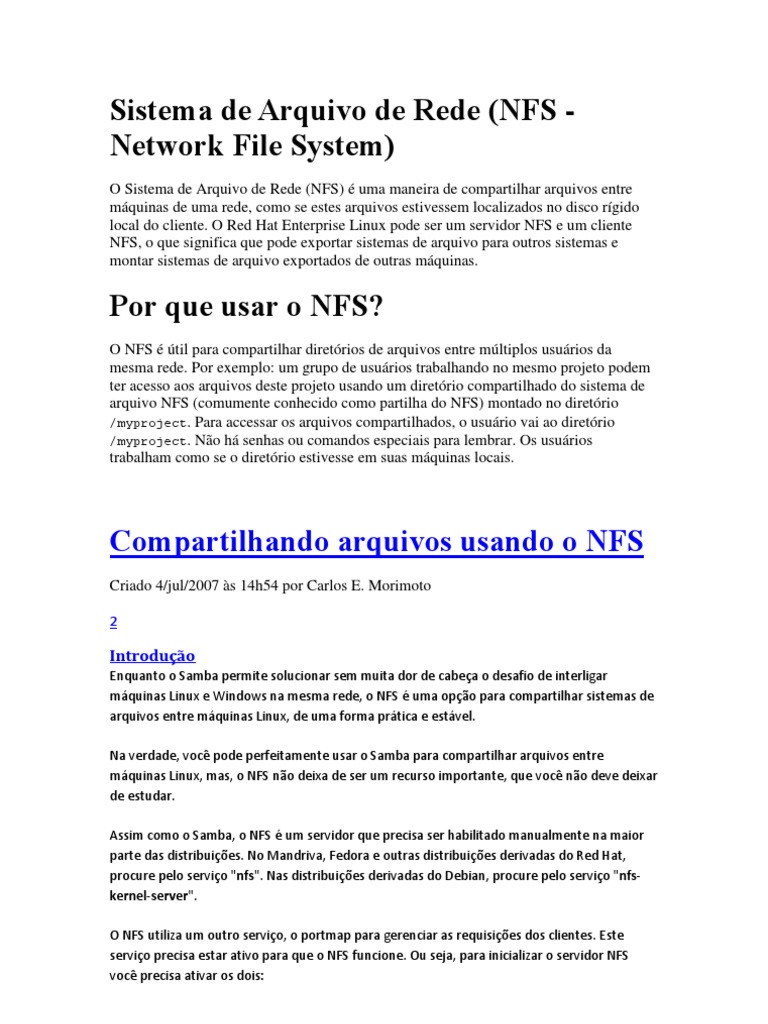 Cifs NFS | PDF | Servidor (informática) | Sistema operacional