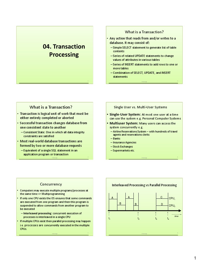 Introduction To Transaction Processing And Concurrency Control Pdf Database Transaction