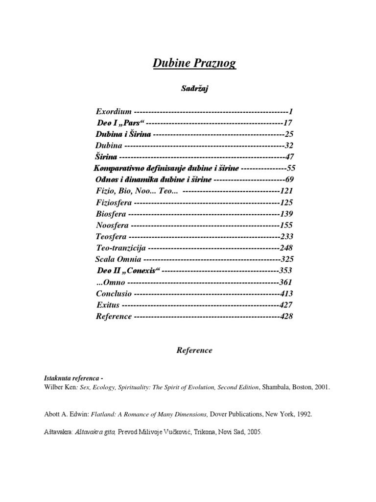 Dubine Praznog - Sardzaj I Reference | PDF