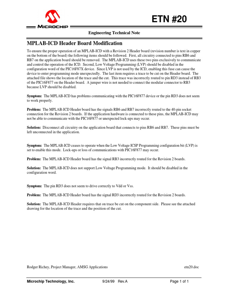 MPLAB-ICD Header Board Modifications | PDF