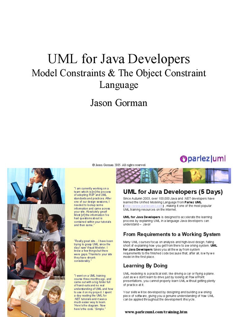 UML For Java Developers: Model Constraints & The Object Constraint Language Jason Gorman | PDF ...
